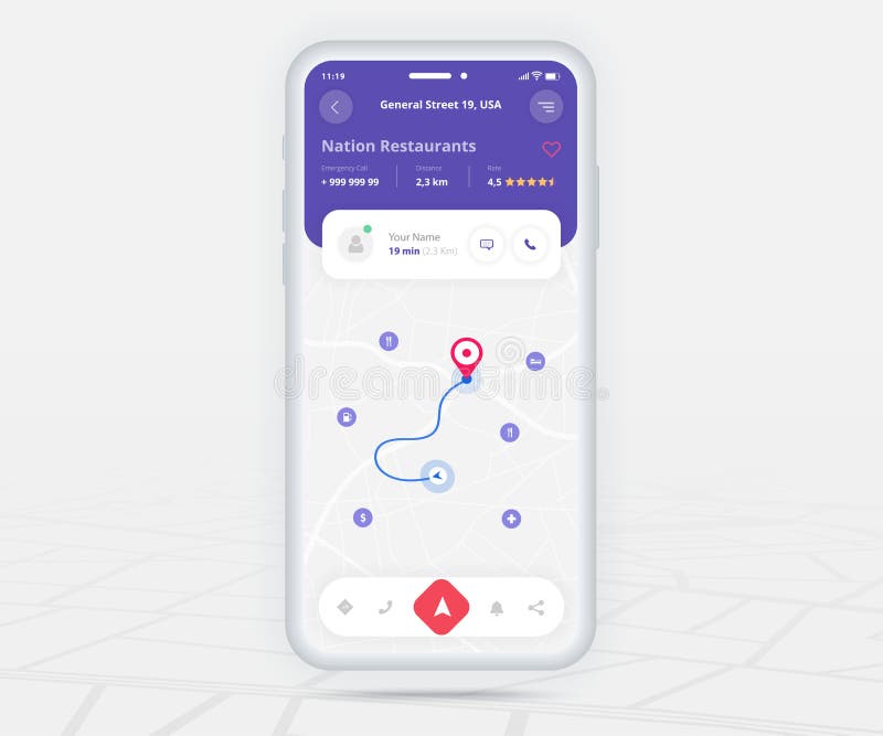 Map GPS Navigation App Ux Ui Concept, Mobile Map Application ...