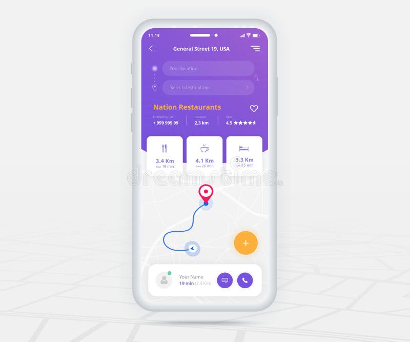 Map GPS Navigation App Ux Ui Concept, Mobile Map Application ...