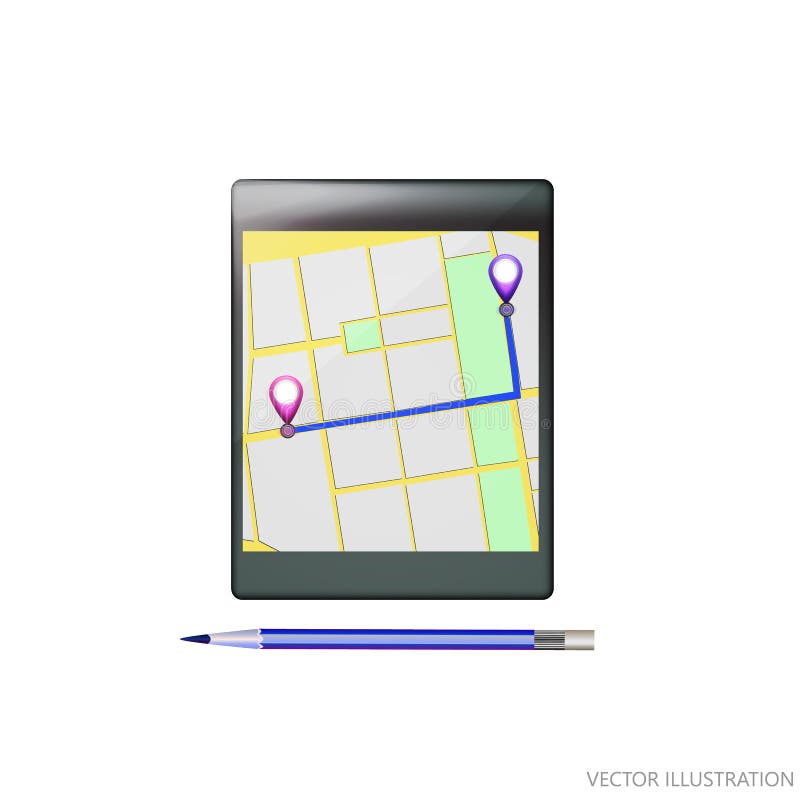 Map GPS Navigation. Phone Map Application and Points on Screen. App ...