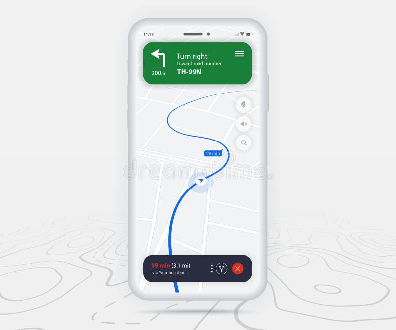 Map GPS Navigation Ux Ui Concept, Smartphone Map Application ...