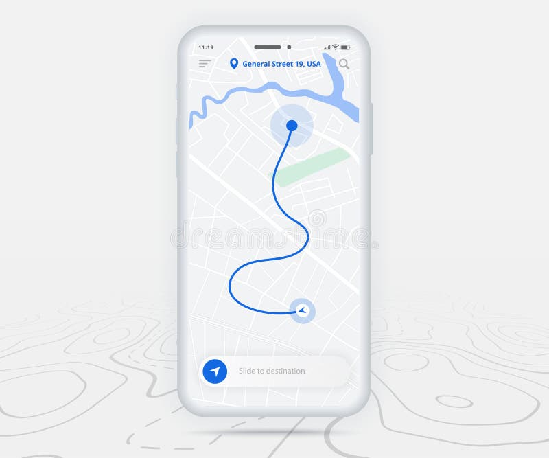 Map GPS Navigation Ux Ui Concept, Smartphone Map Application ...