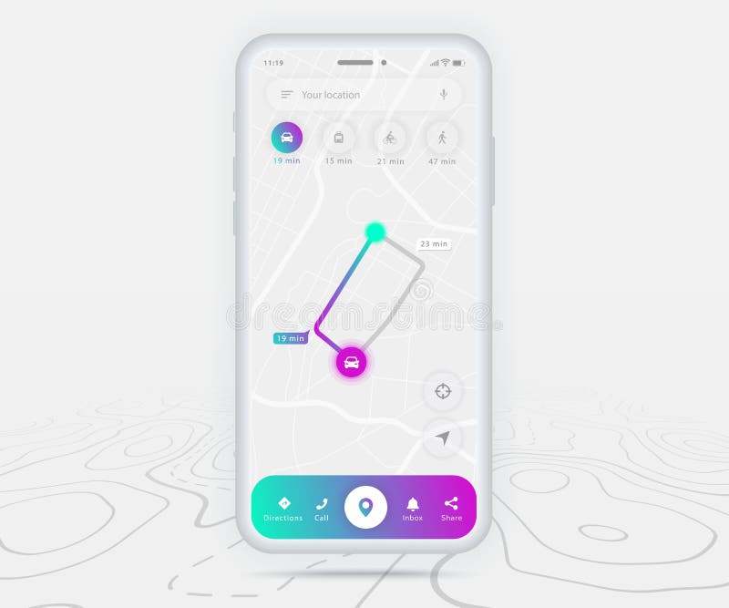 Map GPS Navigation Ux Ui Concept, Smartphone Map Application ...