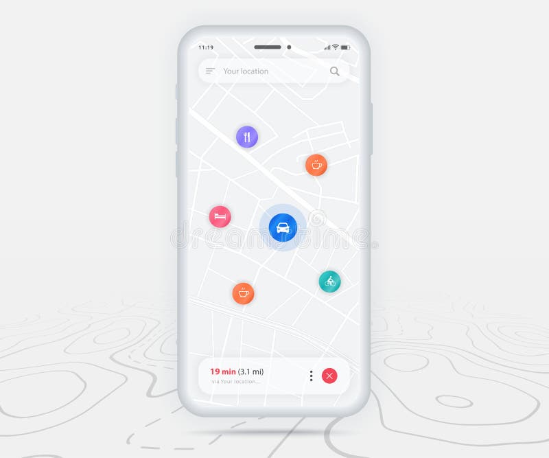 Map GPS Navigation Ux Ui Concept, Smartphone Map Application and ...