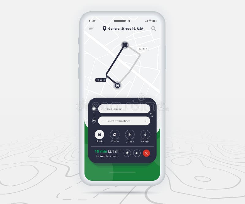 Map GPS Navigation Ux Ui Concept, Smartphone Map Application ...