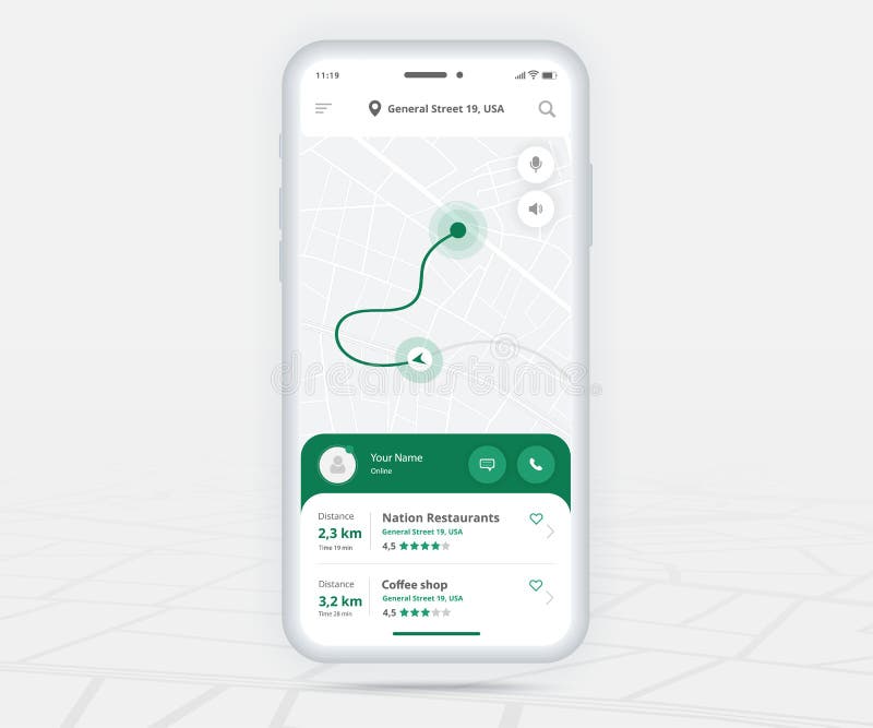 Map GPS Navigation Ux Ui Concept, Smartphone Map Application ...