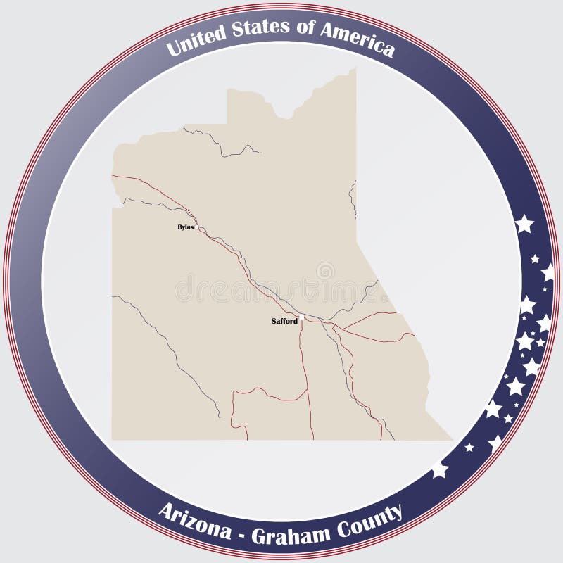 Map of Graham County in Arizona Stock Vector - Illustration of round ...