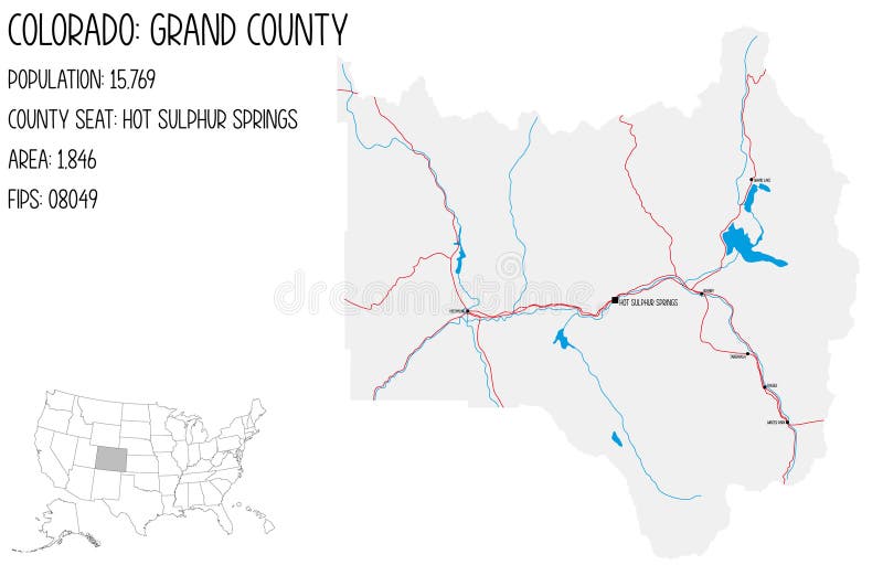 Map of Grand County in Colorado, USA Stock Vector - Illustration of ...