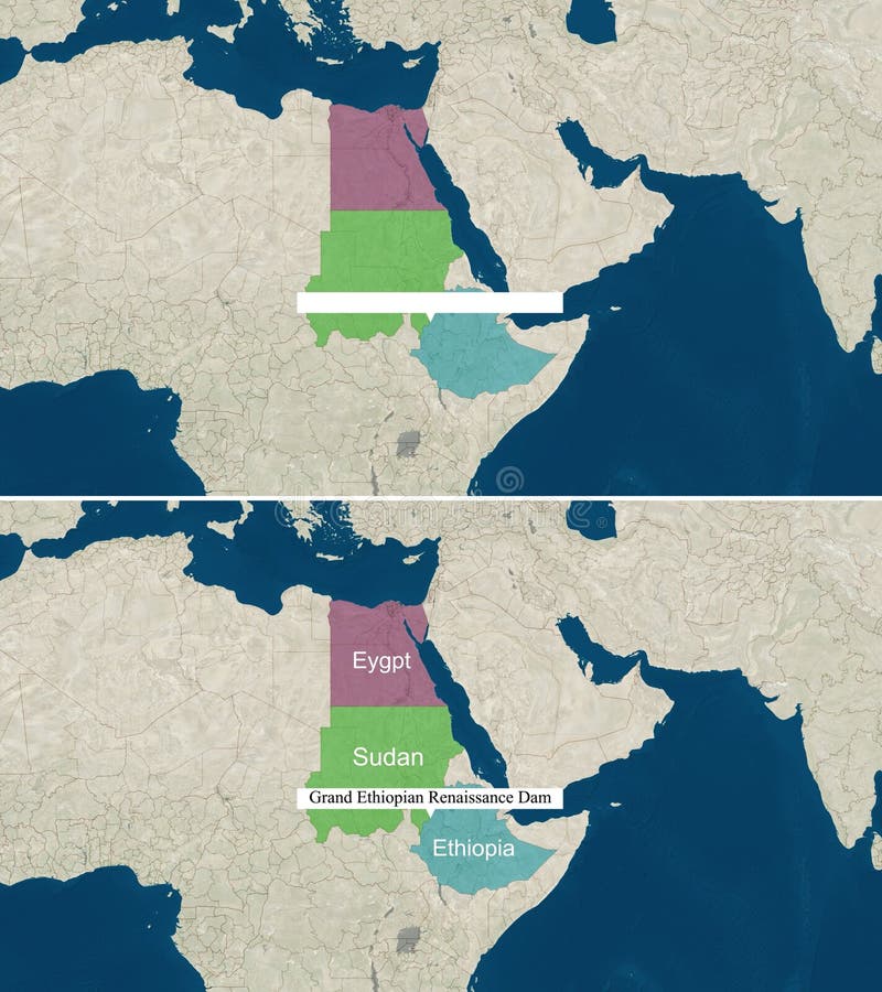 The Map of Grand Ethiopian Renaissance Dam with Text, Textless Stock ...