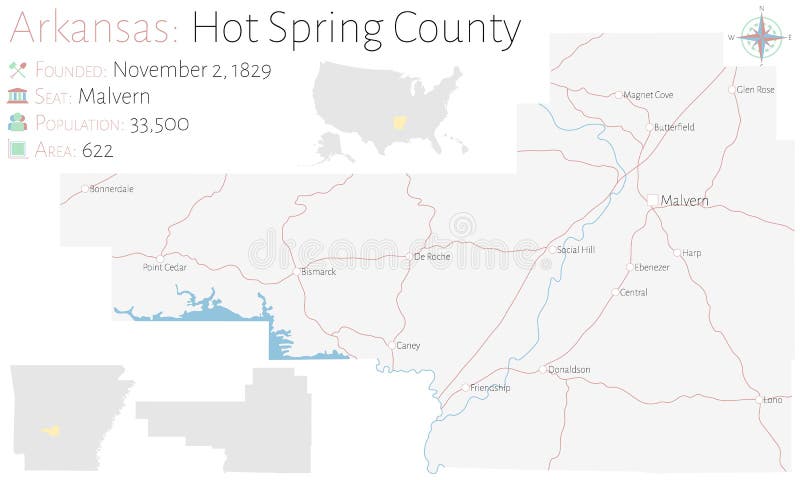 Map of Grant County in Arkansas Stock Vector - Illustration of ...