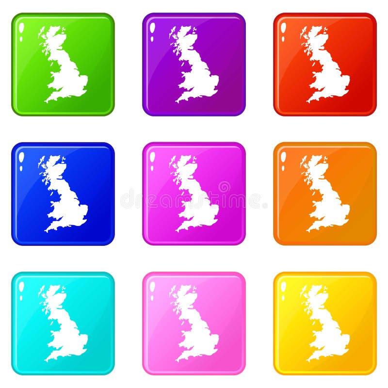 Map of Great Britain Icons 9 Set Stock Vector - Illustration of graphic ...