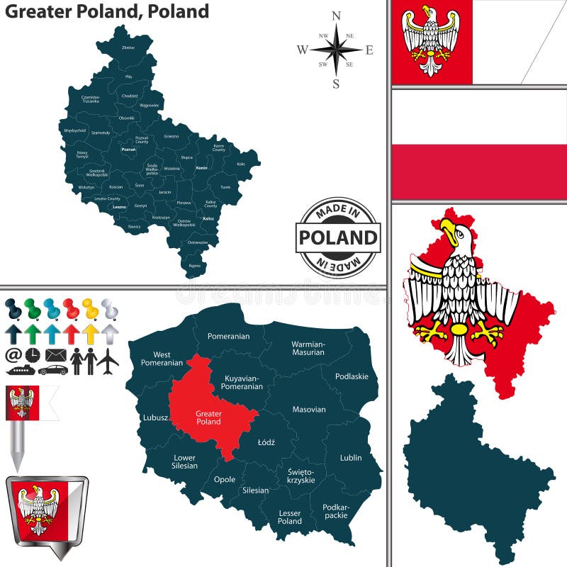 Map of Greater Poland, Poland Stock Vector - Illustration of ...