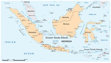 Map of the Greater Sunda Islands in the Malay Archipelago Stock Vector ...