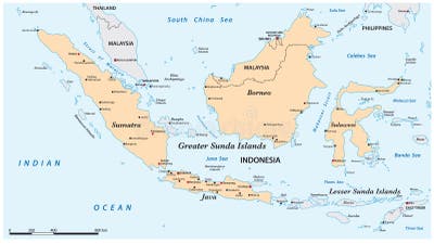 Map of the Greater Sunda Islands in the Malay Archipelago Stock Vector ...
