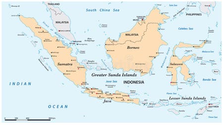 Map of the Greater Sunda Islands in the Malay Archipelago Stock Vector ...