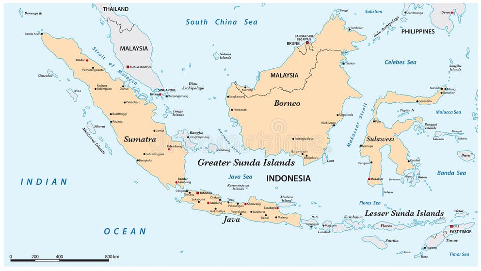 Map of the Greater Sunda Islands in the Malay Archipelago Stock Vector ...