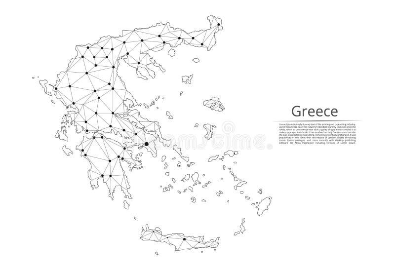 Map of Greece Connection. Vector Low-poly Image of a Global Map with ...