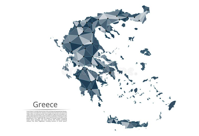 Map of Greece Connection. Vector Low-poly Image of a Global Map with ...