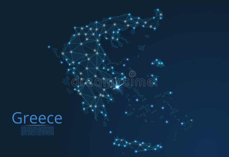 Map of Greece Connection. Vector Low-poly Image of a Global Map with ...