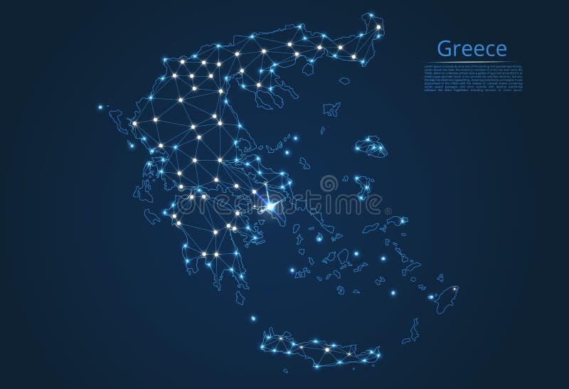Map of Greece Connection. Vector Low-poly Image of a Global Map with ...