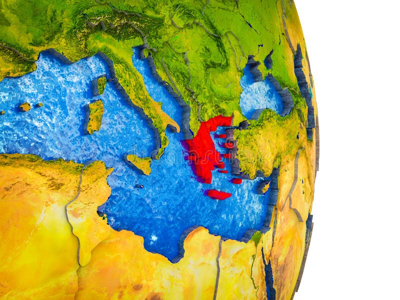 Map of Greece on 3D Earth stock illustration. Illustration of model ...