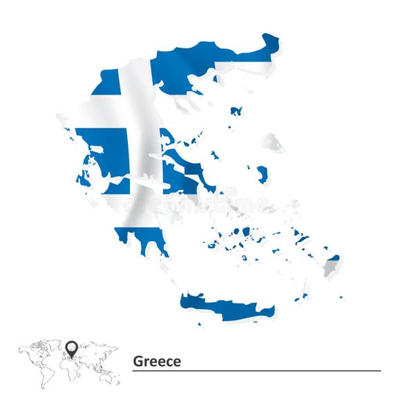 Map of Greece with flag stock vector. Illustration of isolated - 125149994