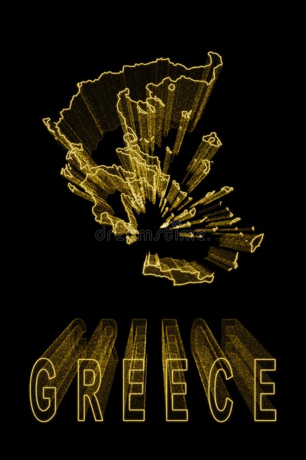 Map of Greece, Gold Map on Black Background Stock Illustration ...