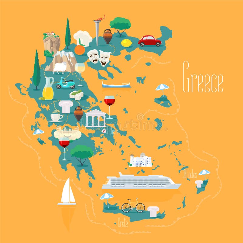 Map of Greece with Islands Vector Illustration, Design Element Stock ...