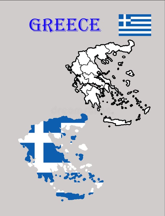 Map of Greece with Regions and Flag Draw and Cut Out Stock Illustration ...