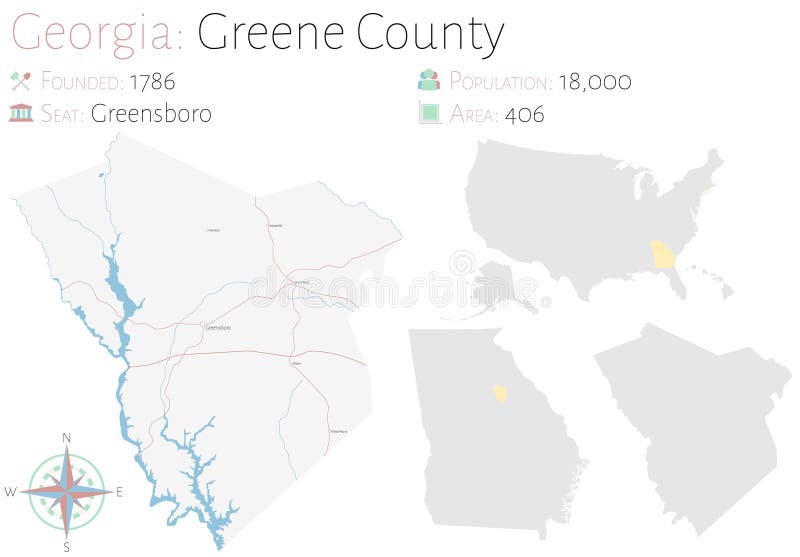 Greene County, Pennsylvania Outline Map Set Stock Vector - Illustration ...