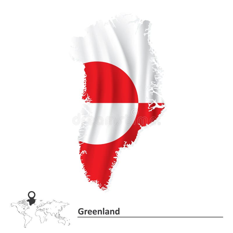 Map of Greenland with flag stock vector. Illustration of flag - 125150040