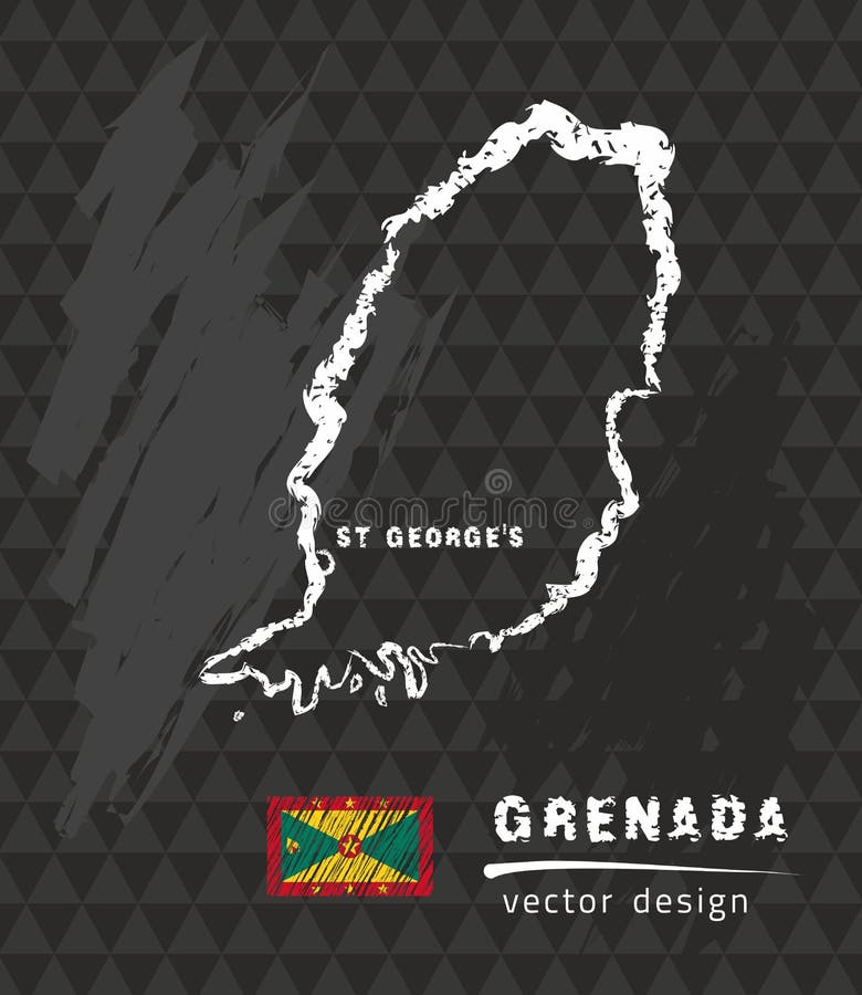 Map of Grenada, Chalk Sketch Vector Illustration Stock Vector ...