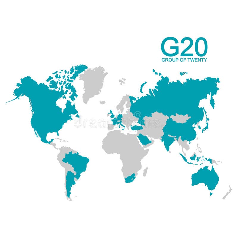 Group of Twenty Countries on World Map Vector Template. G20 Infographic ...