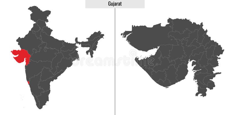 Map of Gujarat State of India Stock Vector - Illustration of mapping ...