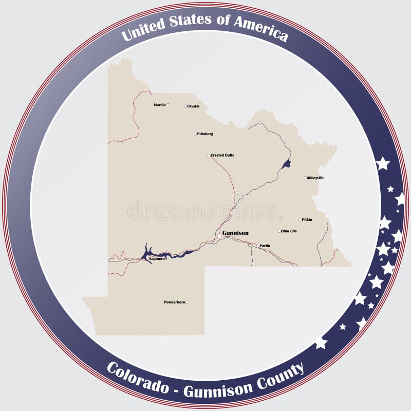 Map of Gunnison County in Colorado Stock Vector - Illustration of ...