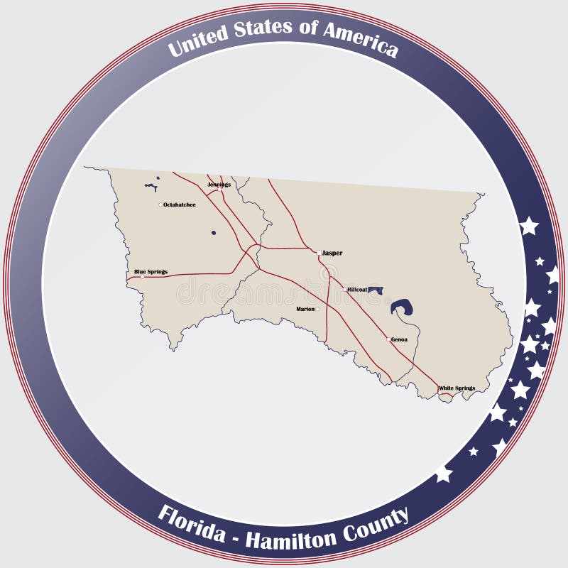 Map of Hamilton County in Florida Stock Vector - Illustration of ...
