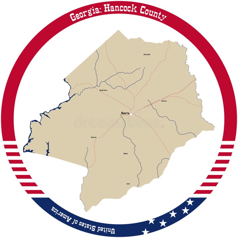 Map of Hancock County in Georgia, USA Stock Photo - Image of sparta ...