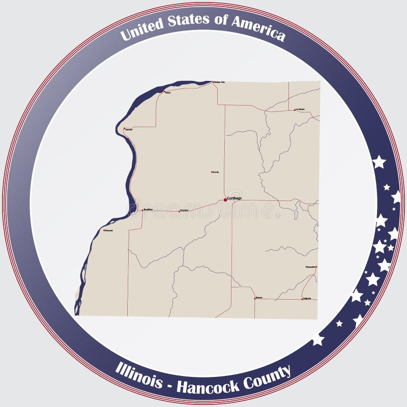 Map of Hancock County in Illinois Stock Vector - Illustration of sign ...