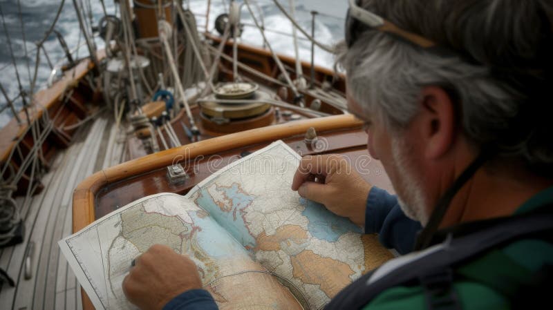 With a Map in Hand the Master Plots the Ships Course Carefully ...