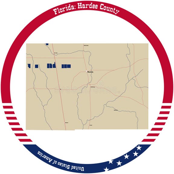 Map of Hardee County in Florida, USA. Stock Vector - Illustration of ...