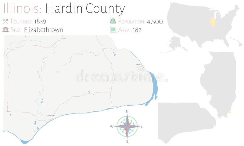 Map of Hardin in Illinois stock illustration. Illustration of travel ...