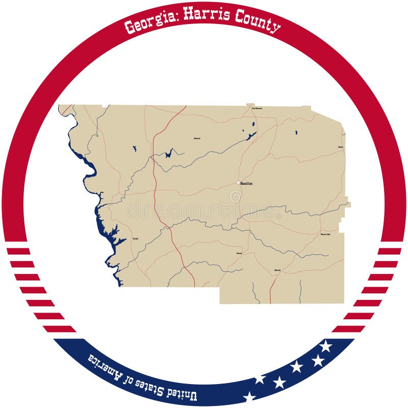 Map of Harris County in Georgia, USA Stock Photo - Image of citizens ...