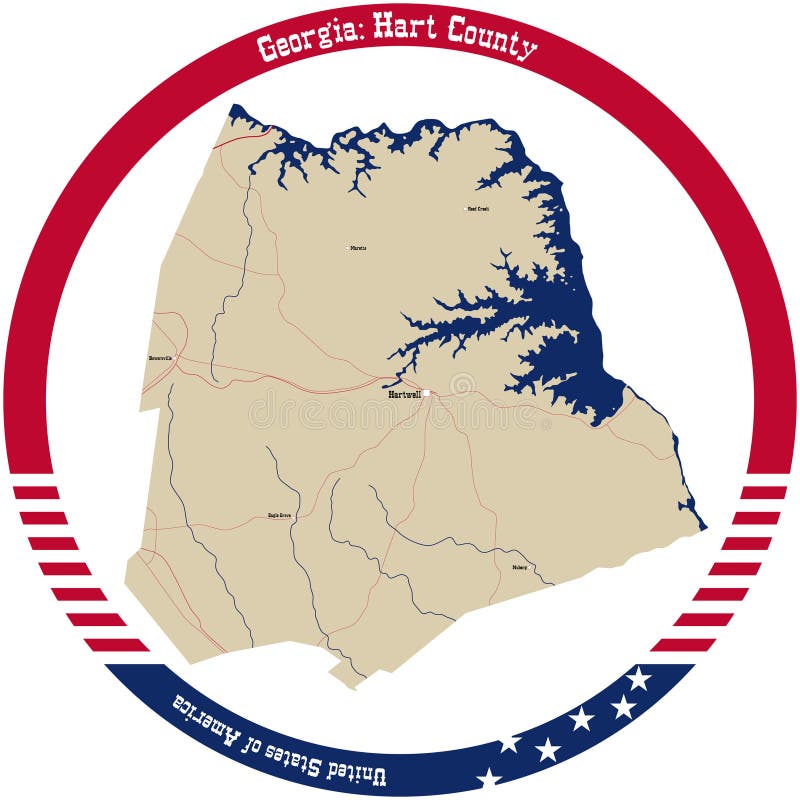 Map of Hart County in Georgia, USA Stock Photo - Image of american ...
