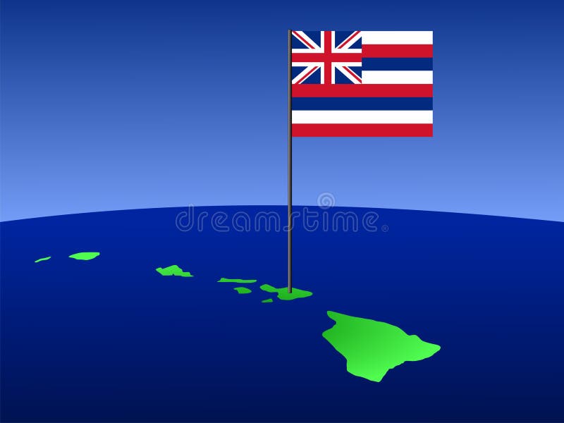 Map of Hawaii with flag stock vector. Illustration of aerial - 3078066