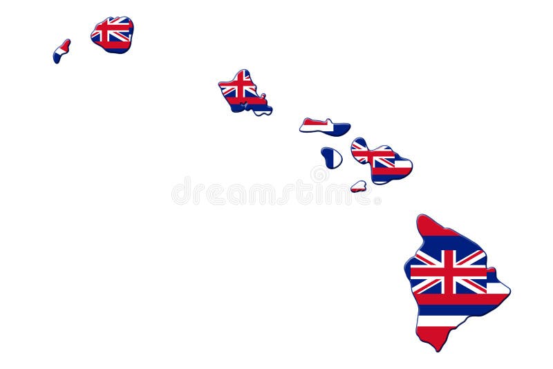 Map of Hawaii in the Hawaii Flag Colors Stock Illustration ...