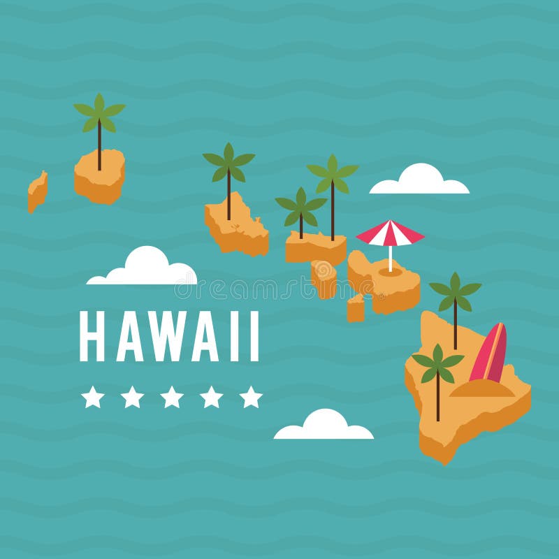Map of Hawaii State. Vector Illustration Decorative Design Stock Vector ...