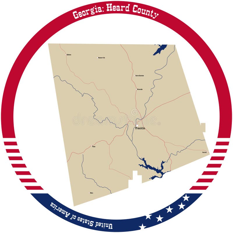Map of Heard County in Georgia, USA. Stock Vector - Illustration of ...