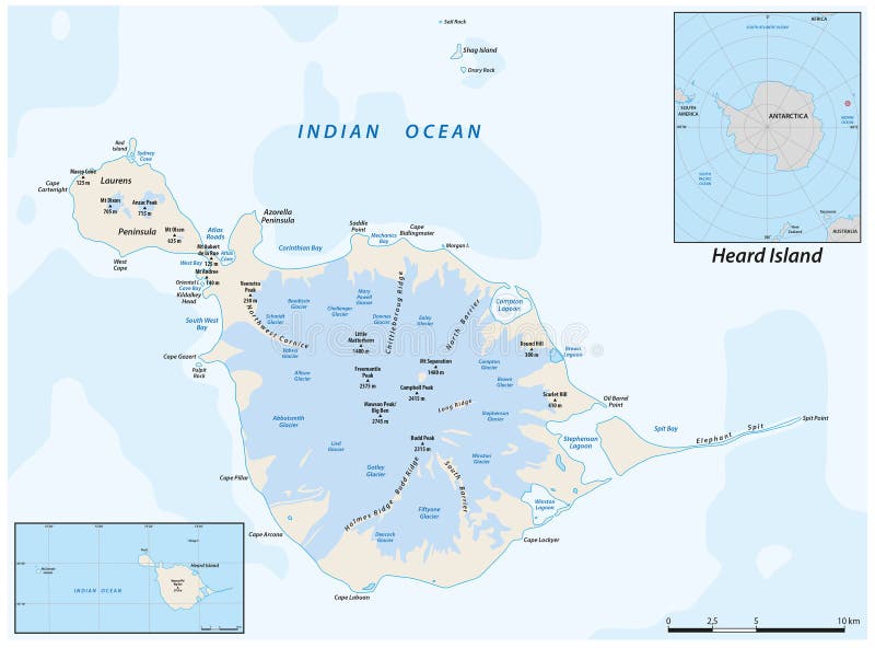Map of Heard Island and McDonald Islands in the Australian External ...