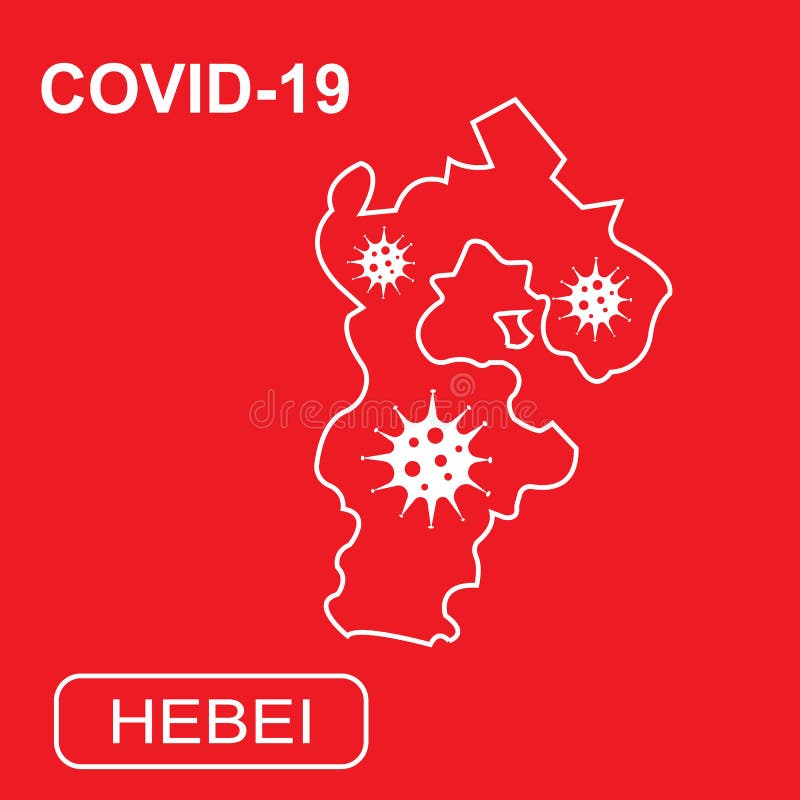 Map of Hebei Labeled COVID-19. White Outline Map on a Red Background ...