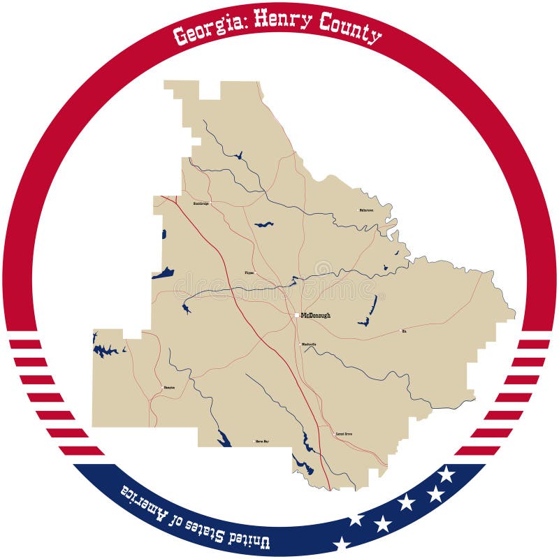 Map of Henry County in Georgia, USA Stock Vector - Illustration of roads, federal: 345708272
