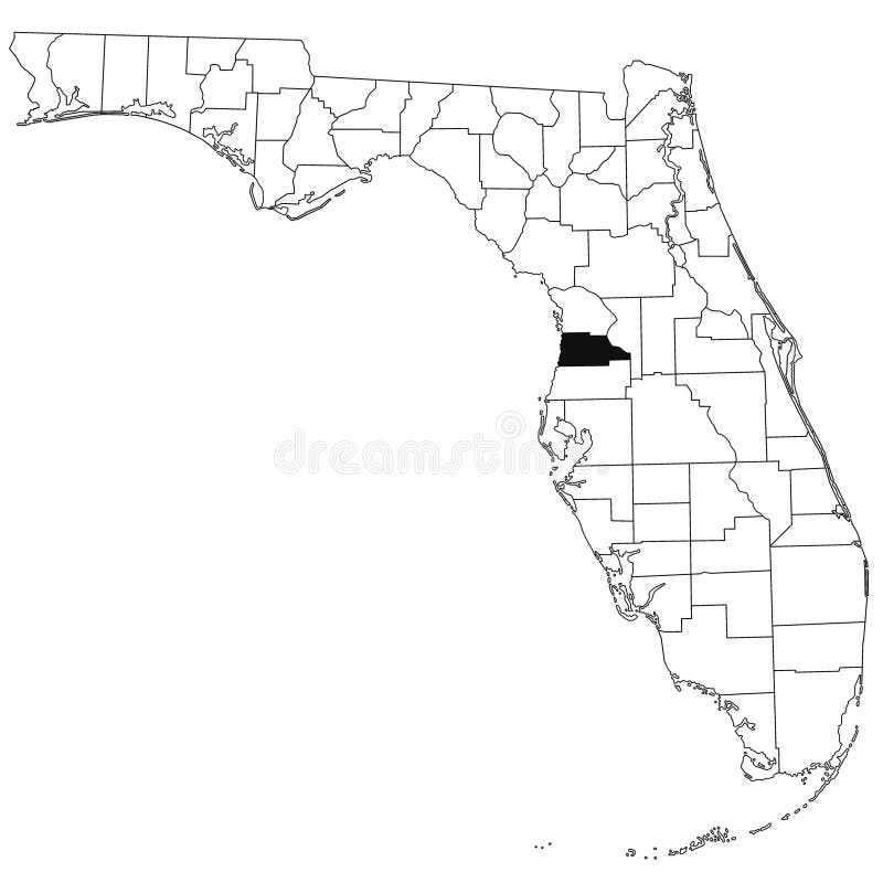 Map of Hernando County in Florida State on White Background. Single ...